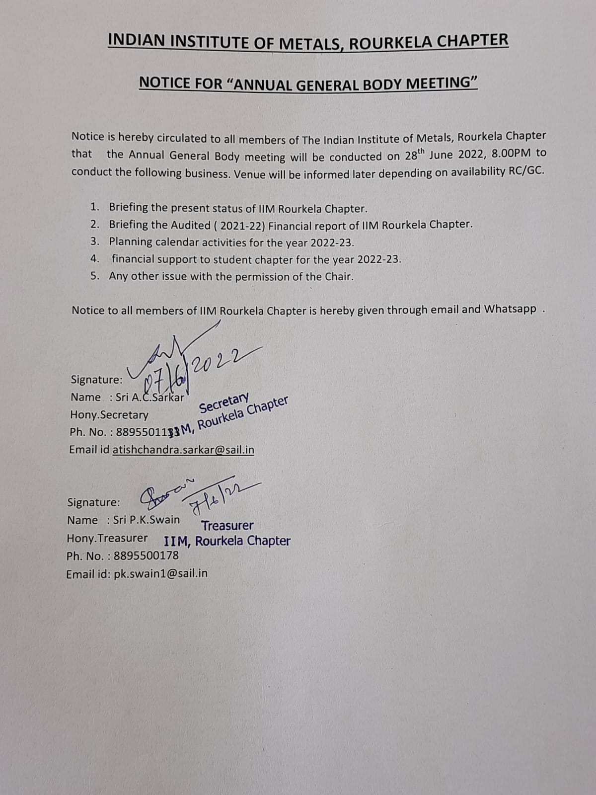 IIM, Rourkela Chapter